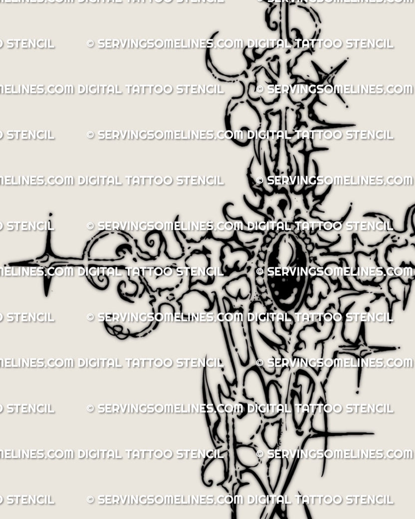 Cybersigilism & Neotribal Tattoo Stencils – Crosses, Swords, Wings ...