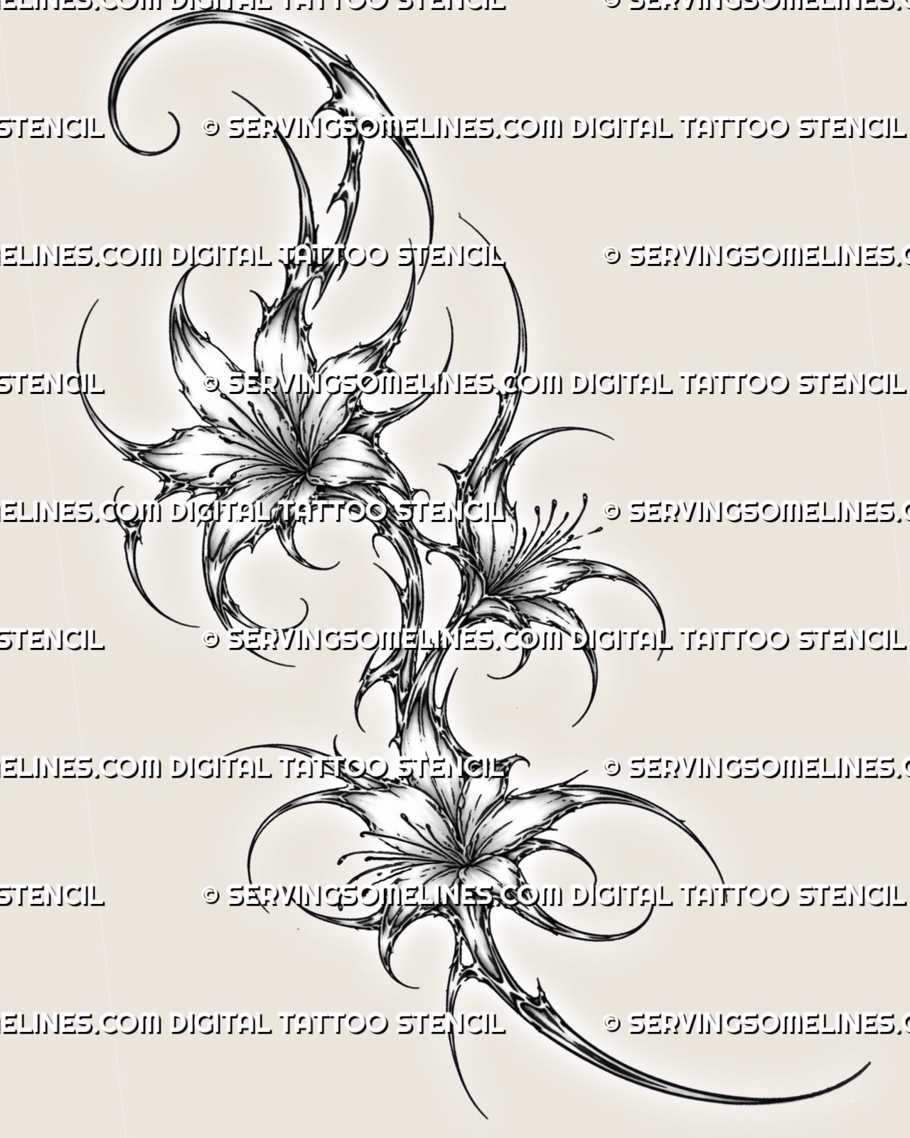 Cybersigilism Tattoo Stencil | Abstract Sigil with Botanical Flow ...