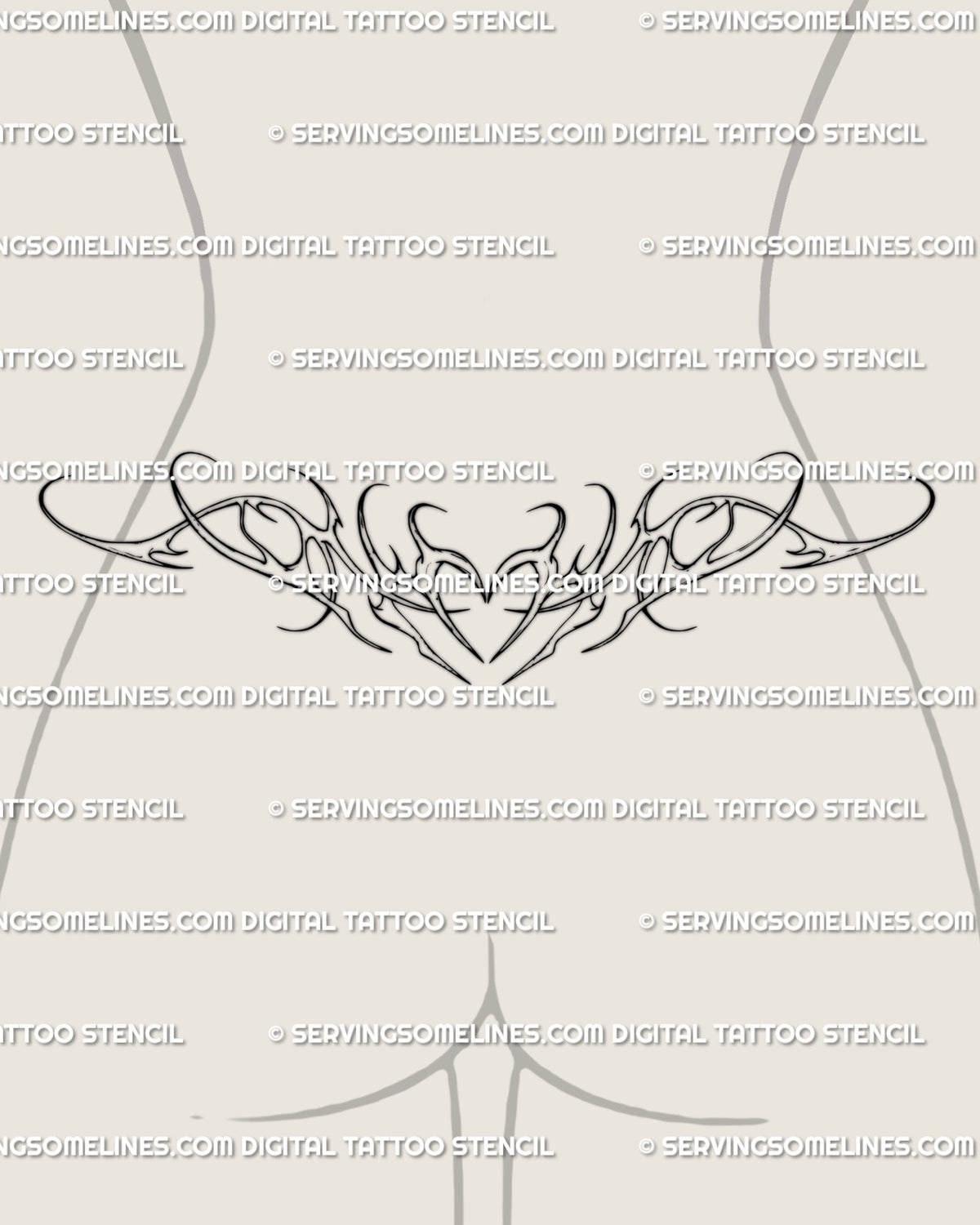 Neotribal Heart Lower Back Tattoo Stencil Download – ServingSomeLines